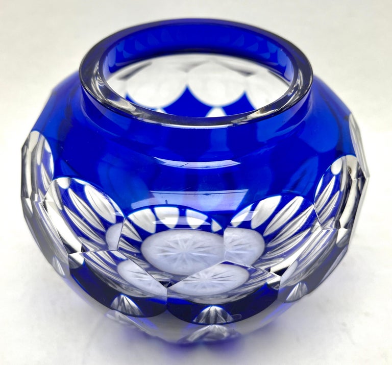 Val Saint Lambert Cobalt Blue Crystal Vase Cut-to-clear, 1950s For Sale ...