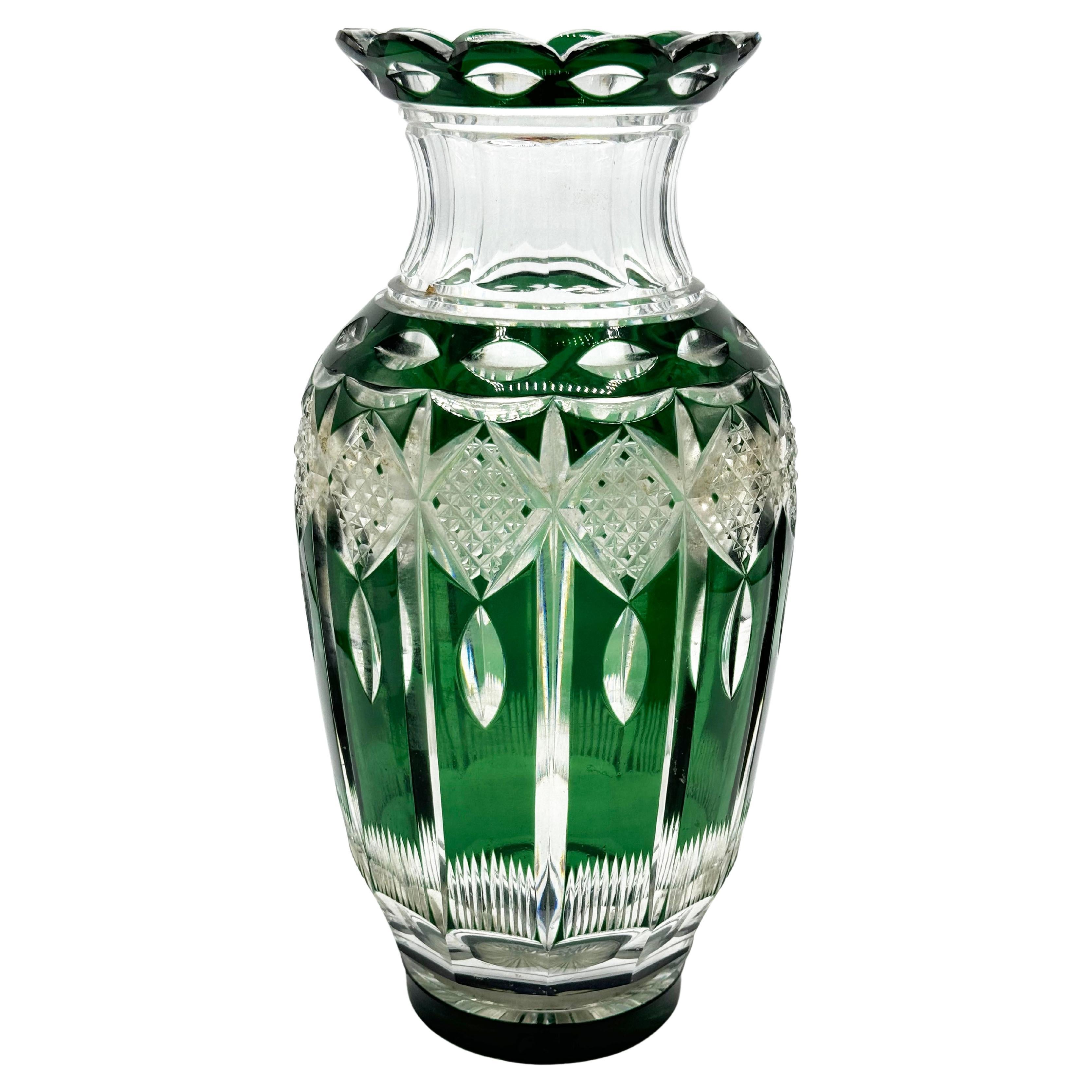 Val Saint Lambert Cristal tallado verde For Sale at 1stDibs