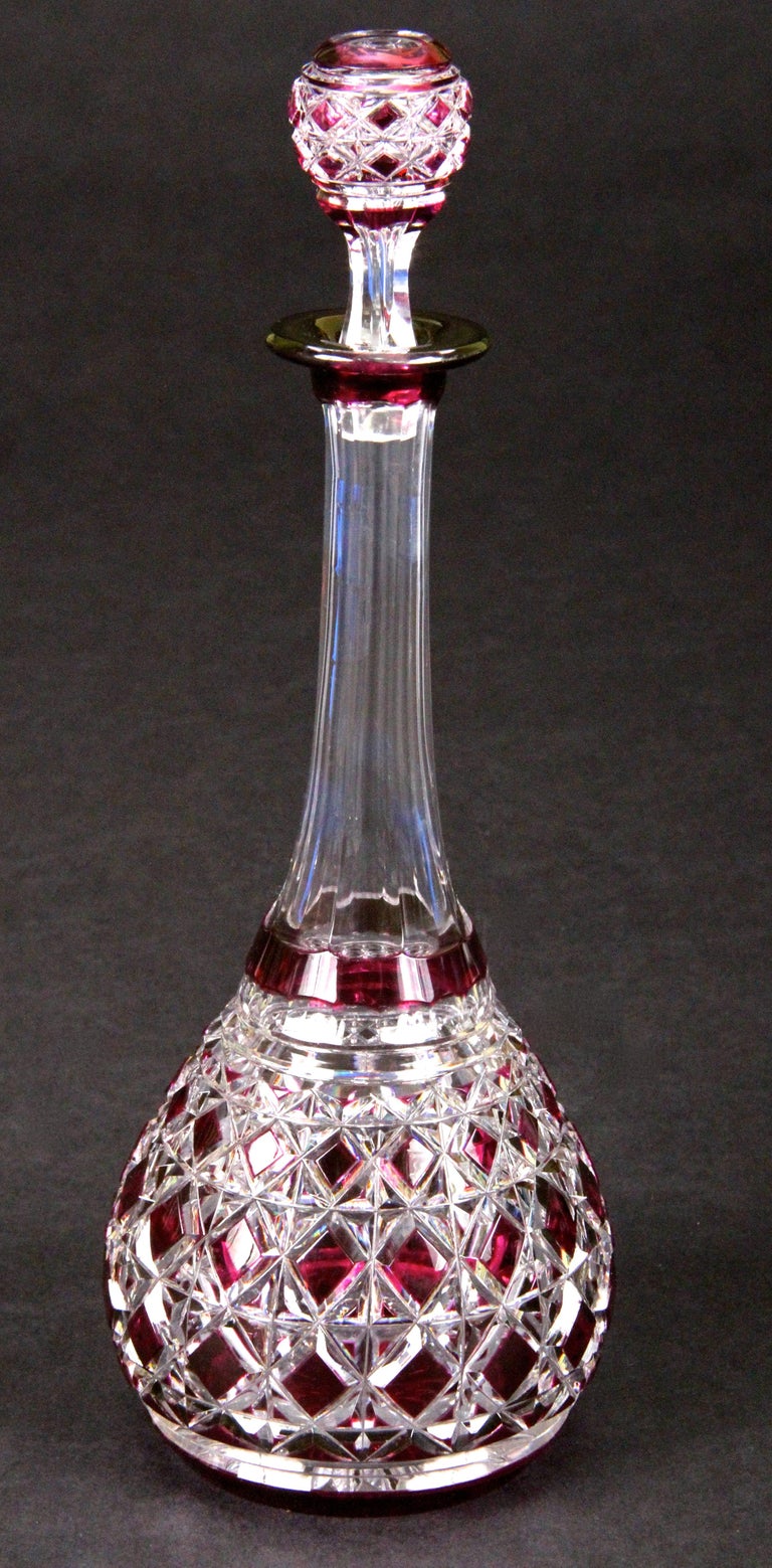 Val Saint Lambert Cut Crystal Amethyst Decanter For Sale at 1stDibs
