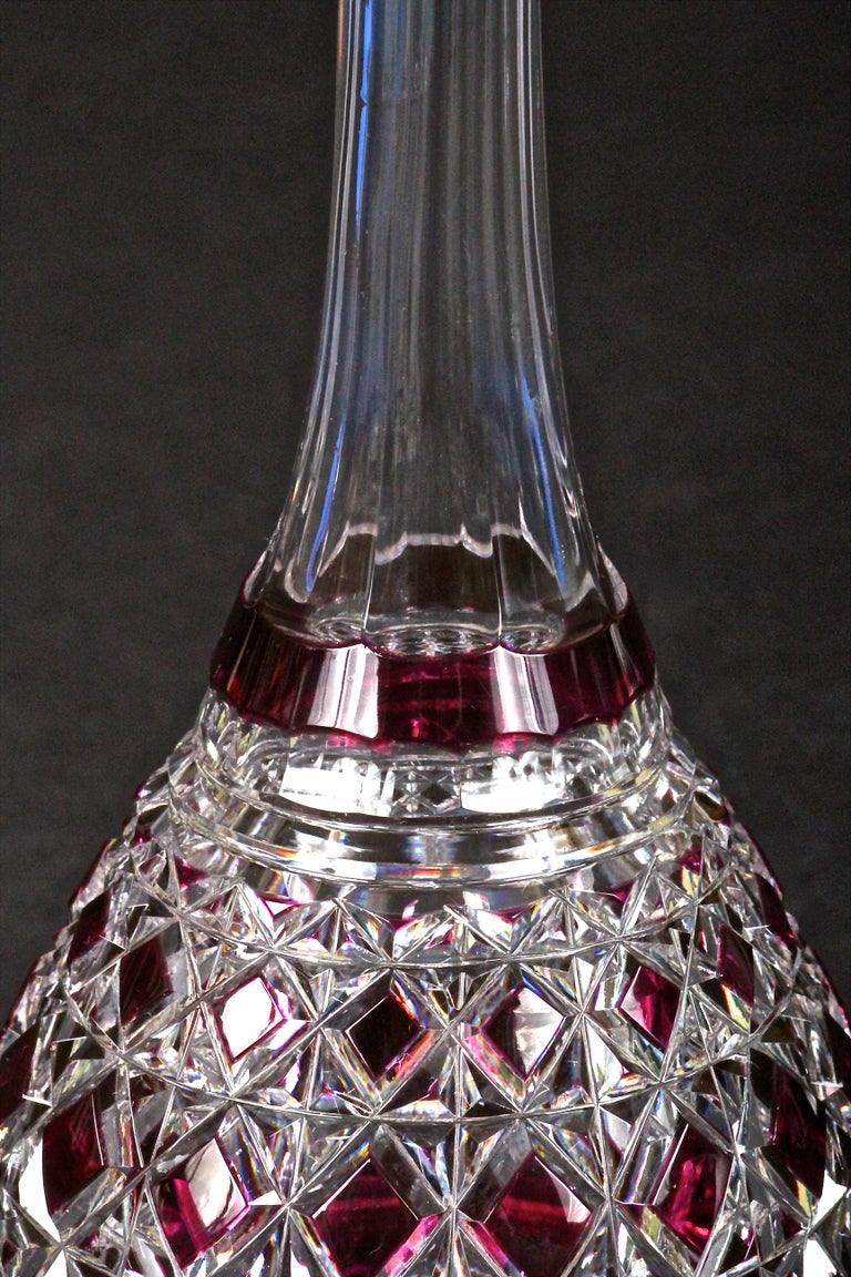 Val Saint Lambert Cut Crystal Amethyst Decanter For Sale at 1stDibs