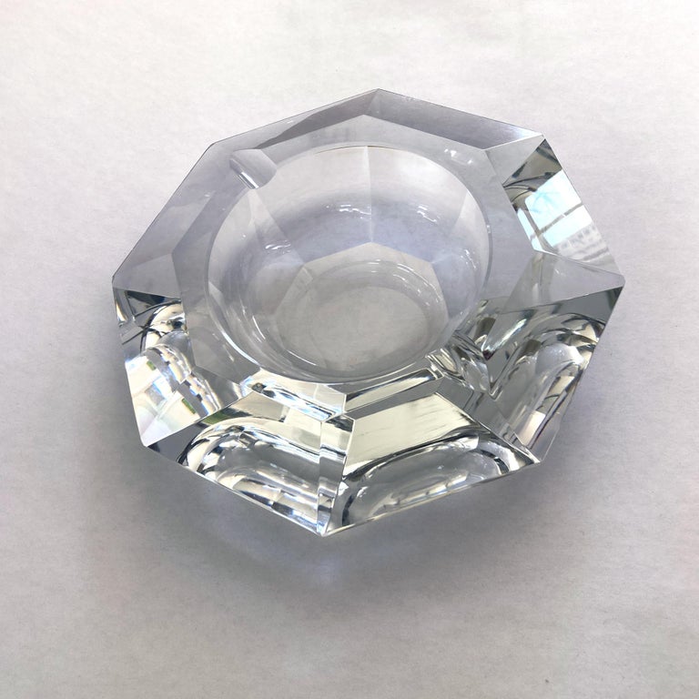 Val Saint Lambert Faceted Crystal Catchall Ashtray Bowl, Signed For ...