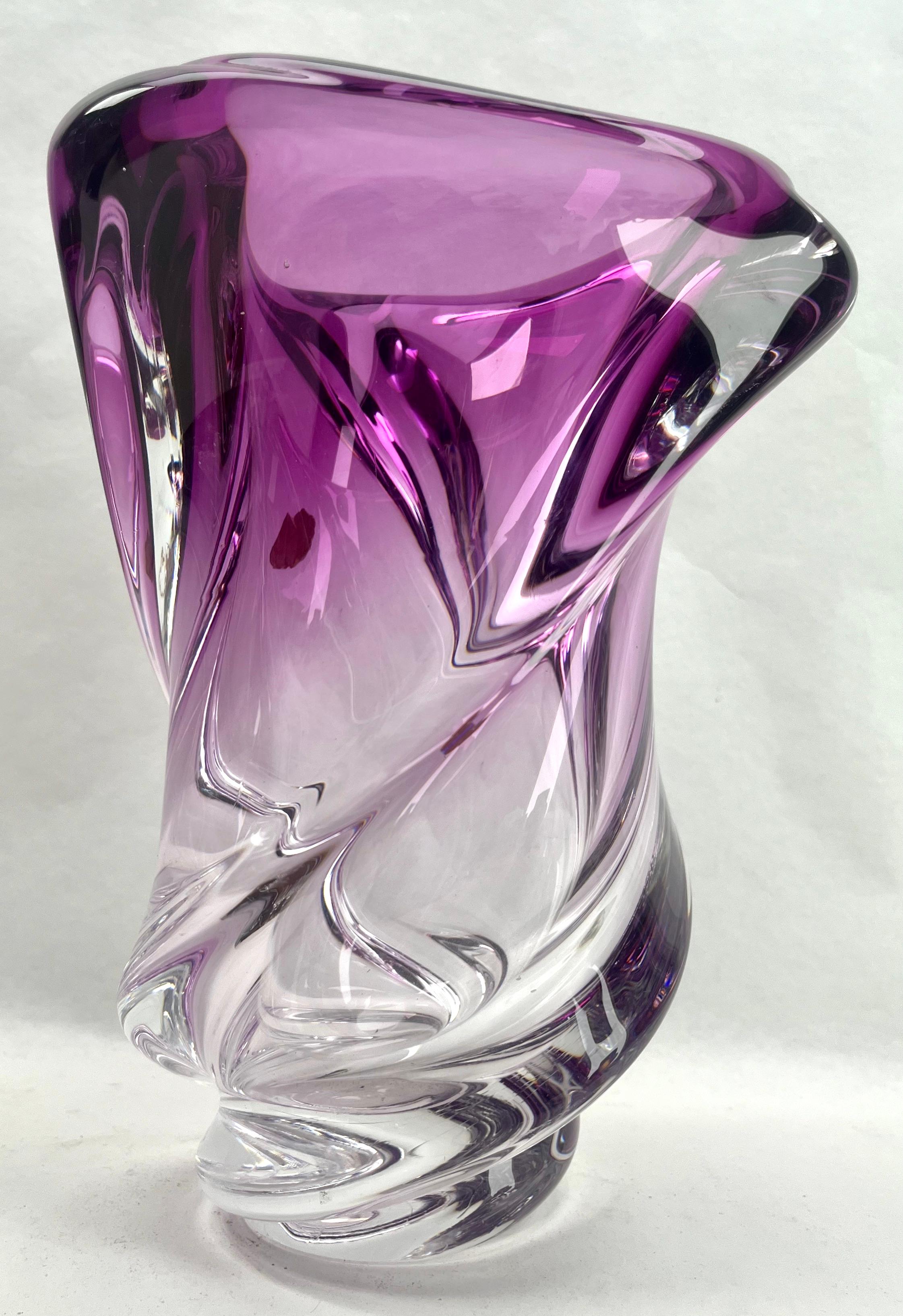 Val Saint Lambert Label Sculpted Crystal Vase with Sommerso Core ...