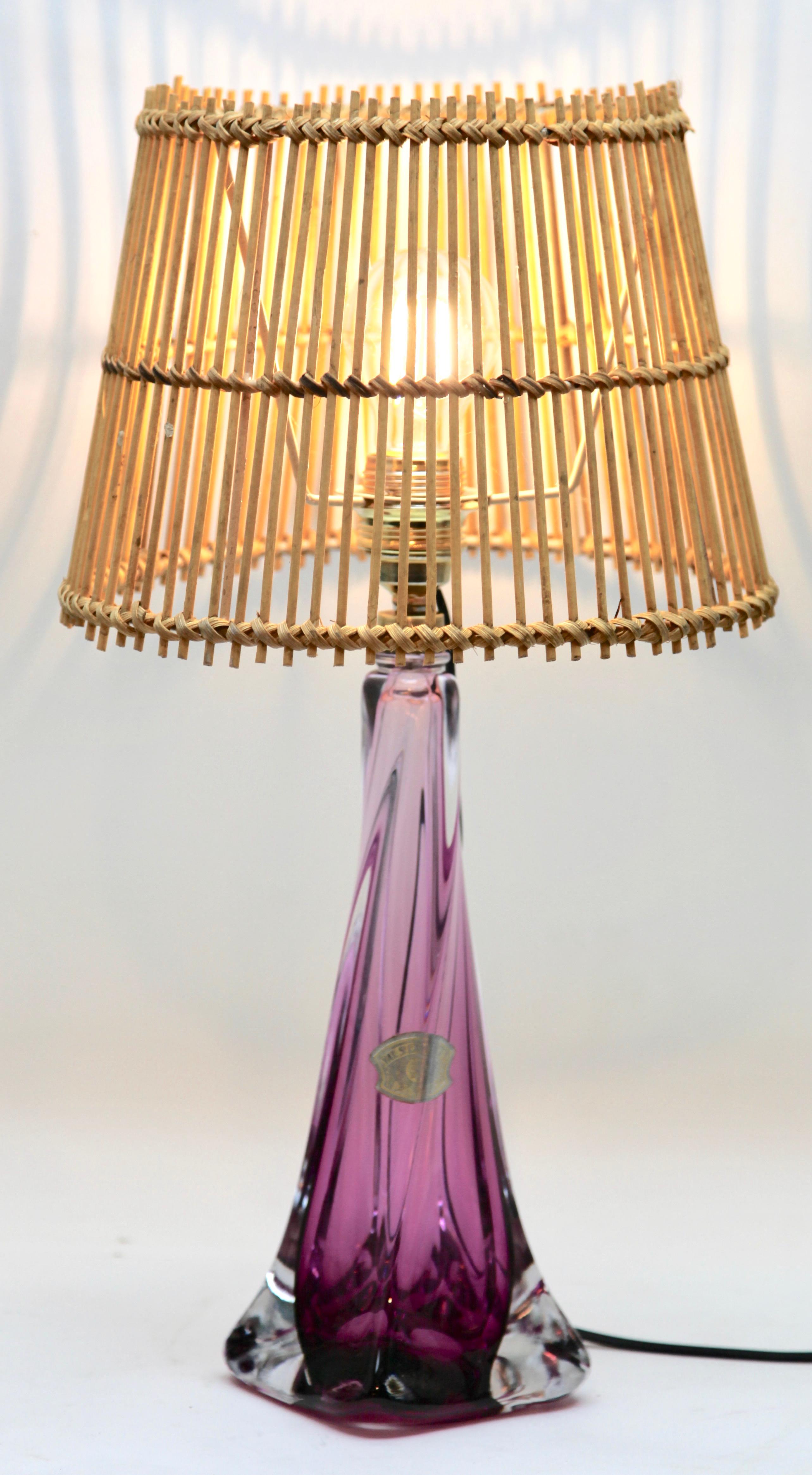 Val Saint Lambert Label 'Twisted Light' Crystal Glass Table Lamp, 1953 ...