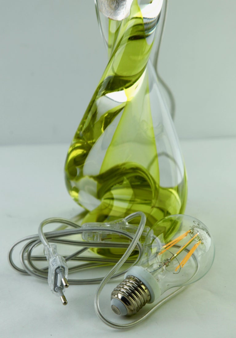 Val Saint Lambert Label 'Twisted Light' Crystal Glass Table Lamp and ...