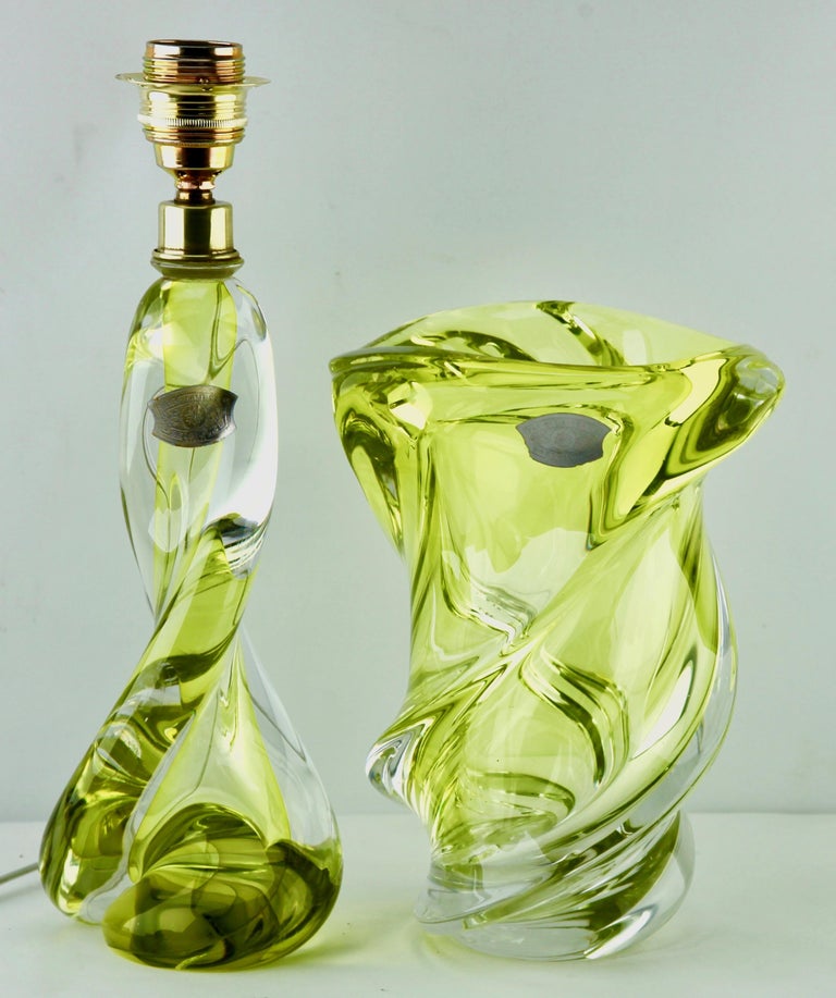 Val Saint Lambert Label 'Twisted Light' Crystal Glass Table Lamp and ...
