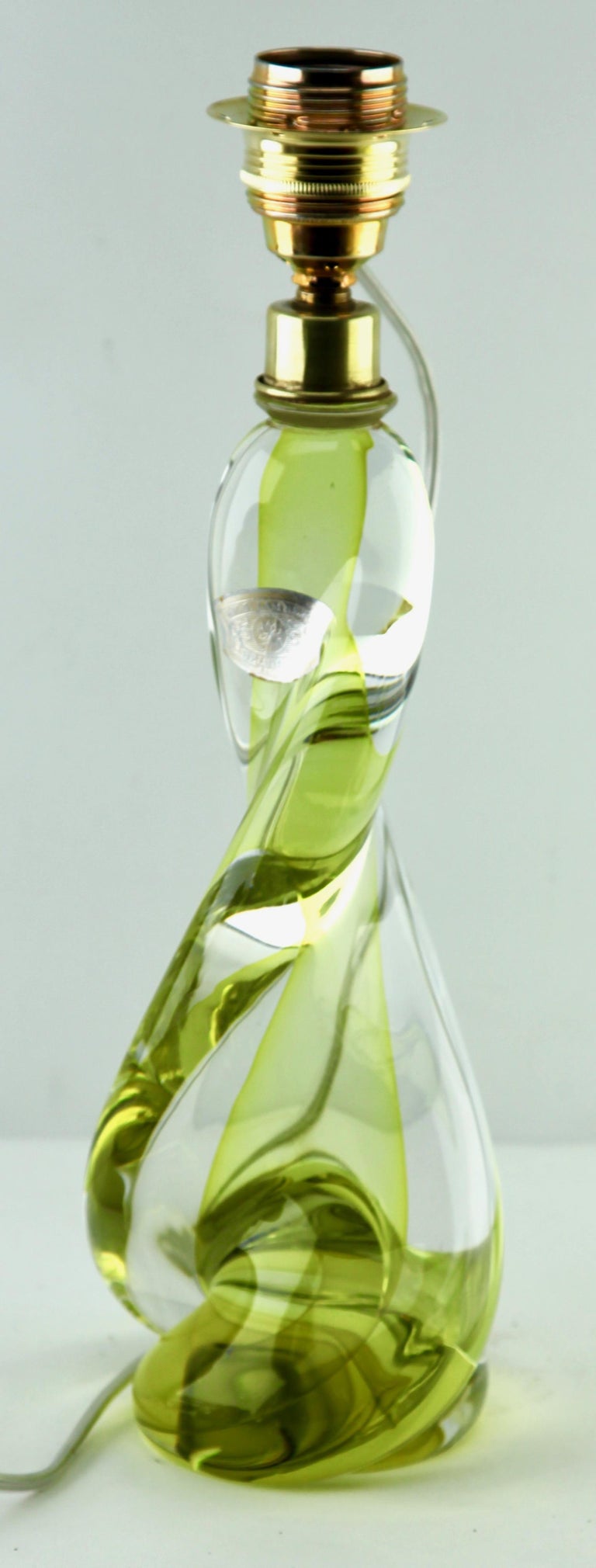 Val Saint Lambert Label 'Twisted Light' Crystal Glass Table Lamp and ...