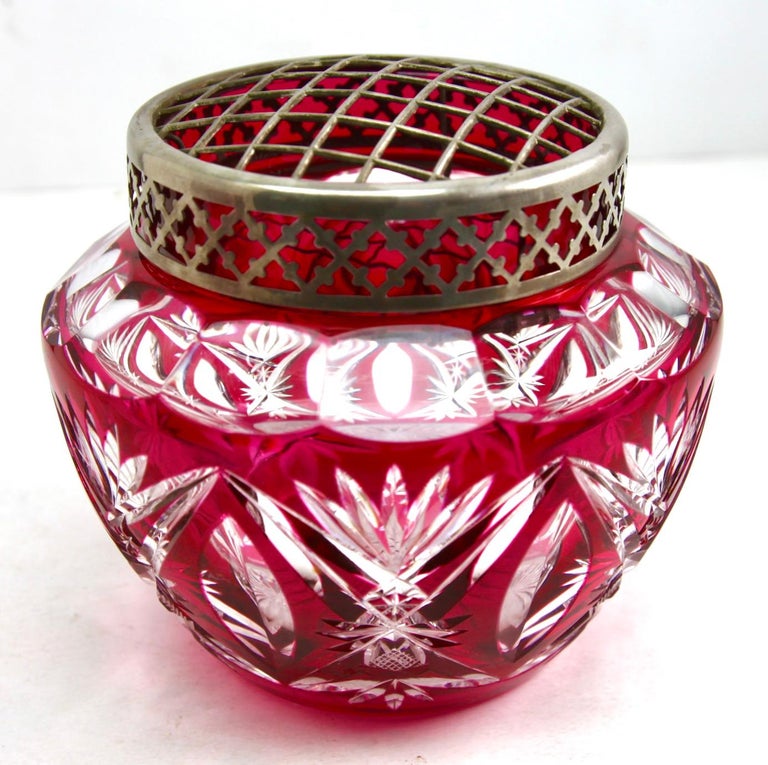 Val Saint Lambert Large 'Pique Fleurs' Vase, Crystal Cut-to-Clear, with ...