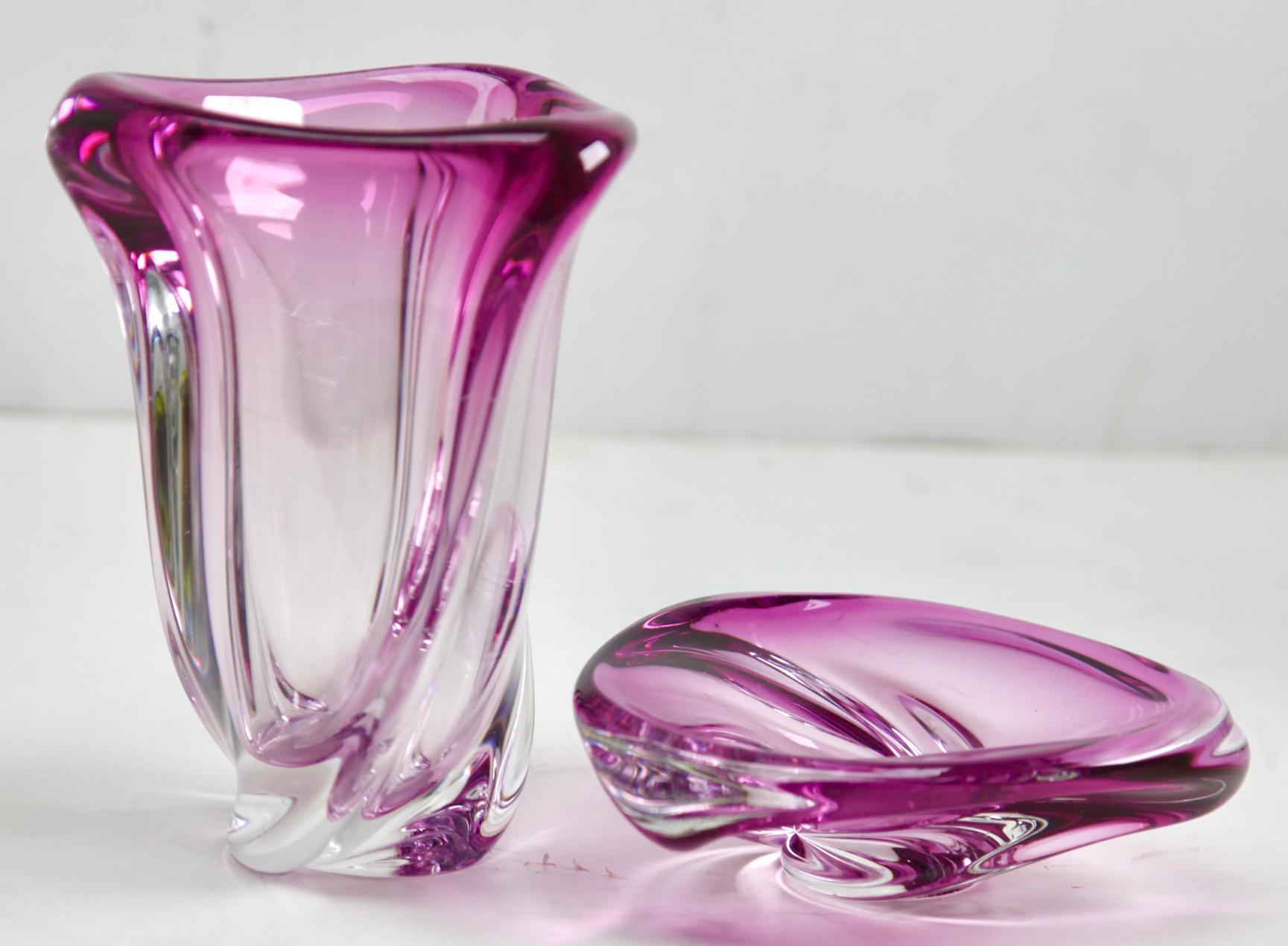 Val Saint Lambert Sculpted Crystal Cranberry Set with Sommerso Core ...