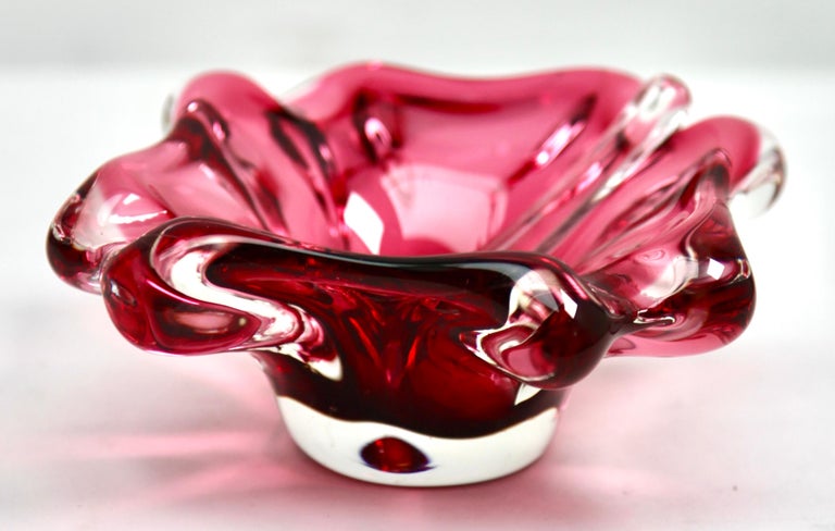 Val Saint Lambert Sculpted Crystal Cranberry Set with Sommerso Core ...