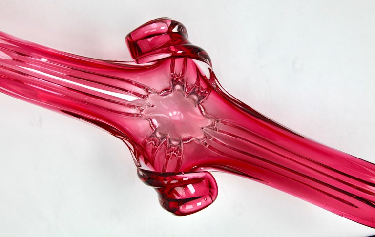 Val Saint Lambert Sculpted Crystal Cranberry Set with Sommerso Core ...