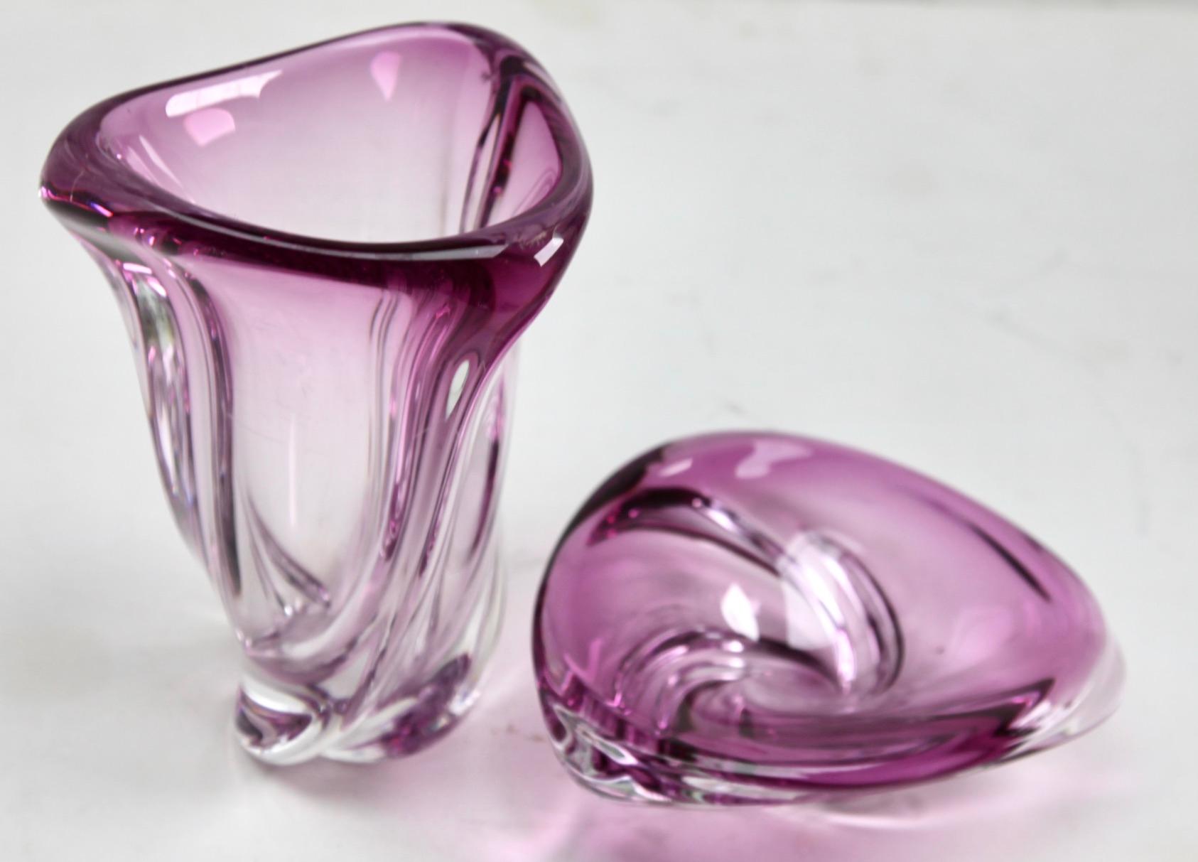 Val Saint Lambert Sculpted Crystal Cranberry Set with Sommerso Core ...