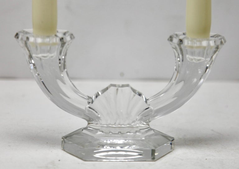 Val Saint Lambert, Signed Crystal Pair Candlesticks, 1930s, Belgium For ...