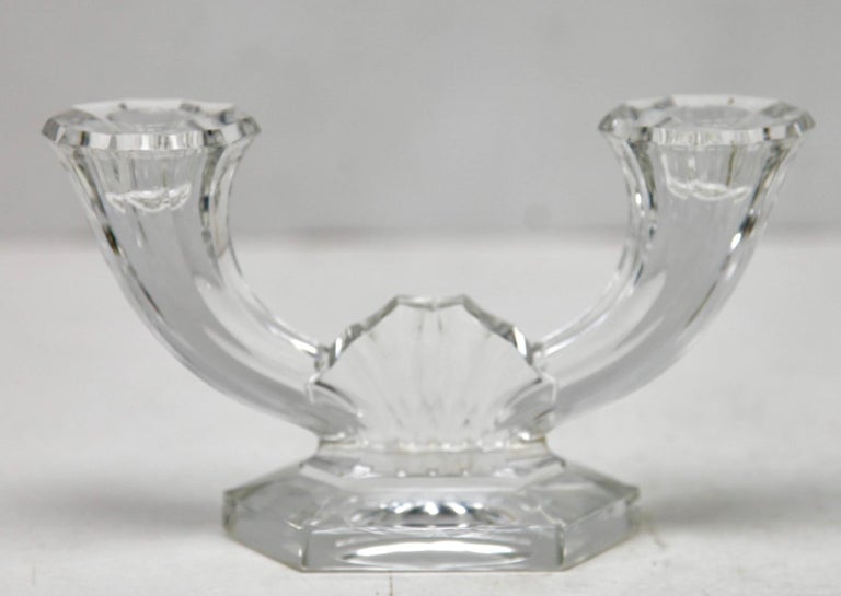 Val Saint Lambert, Signed Crystal Pair Candlesticks, 1930s, Belgium For ...