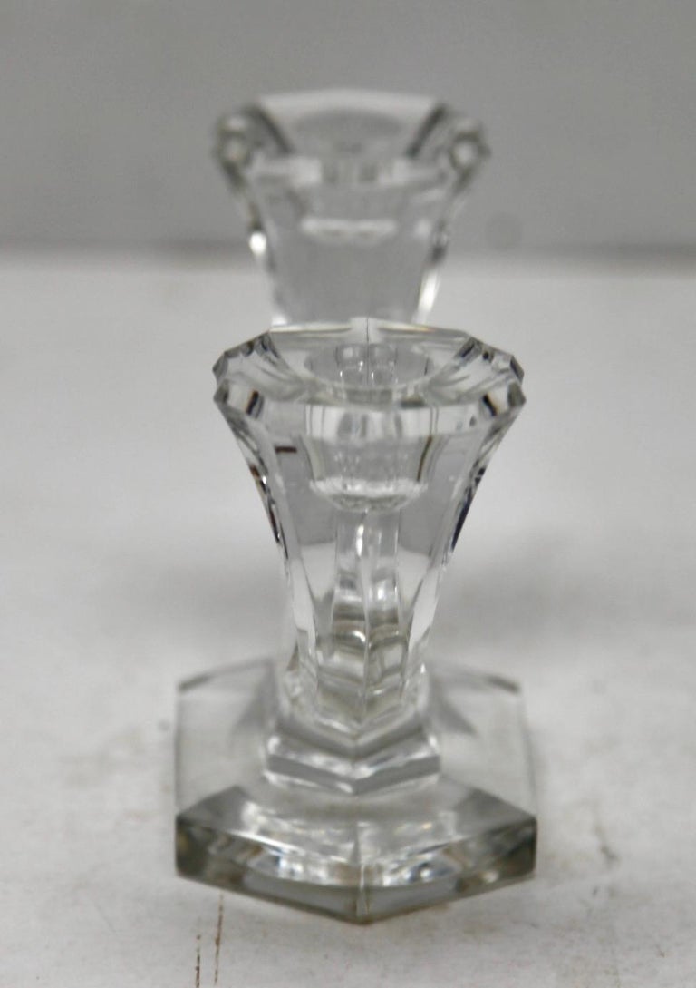 Val Saint Lambert, Signed Crystal Pair Candlesticks, 1930s, Belgium For ...