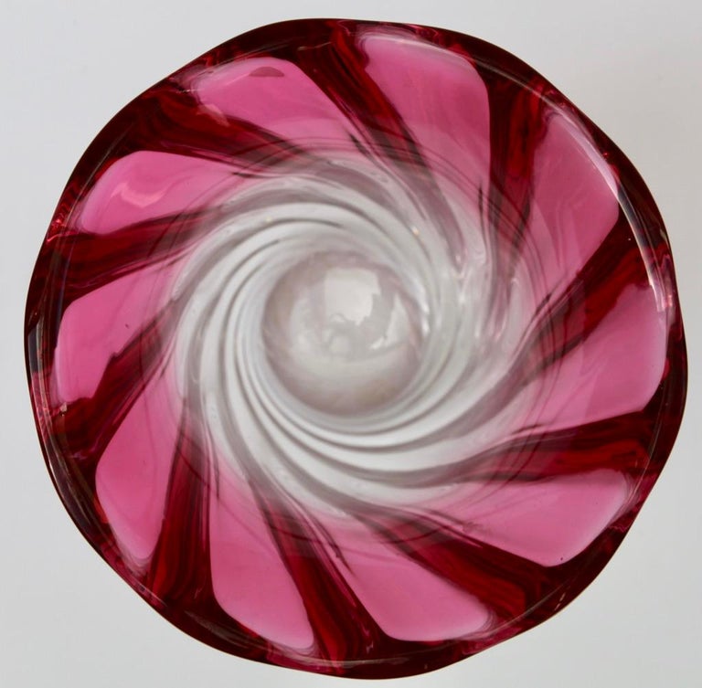 Val Saint Lambert, Signed Sculpted Crystal Vase with Amethyst Core ...
