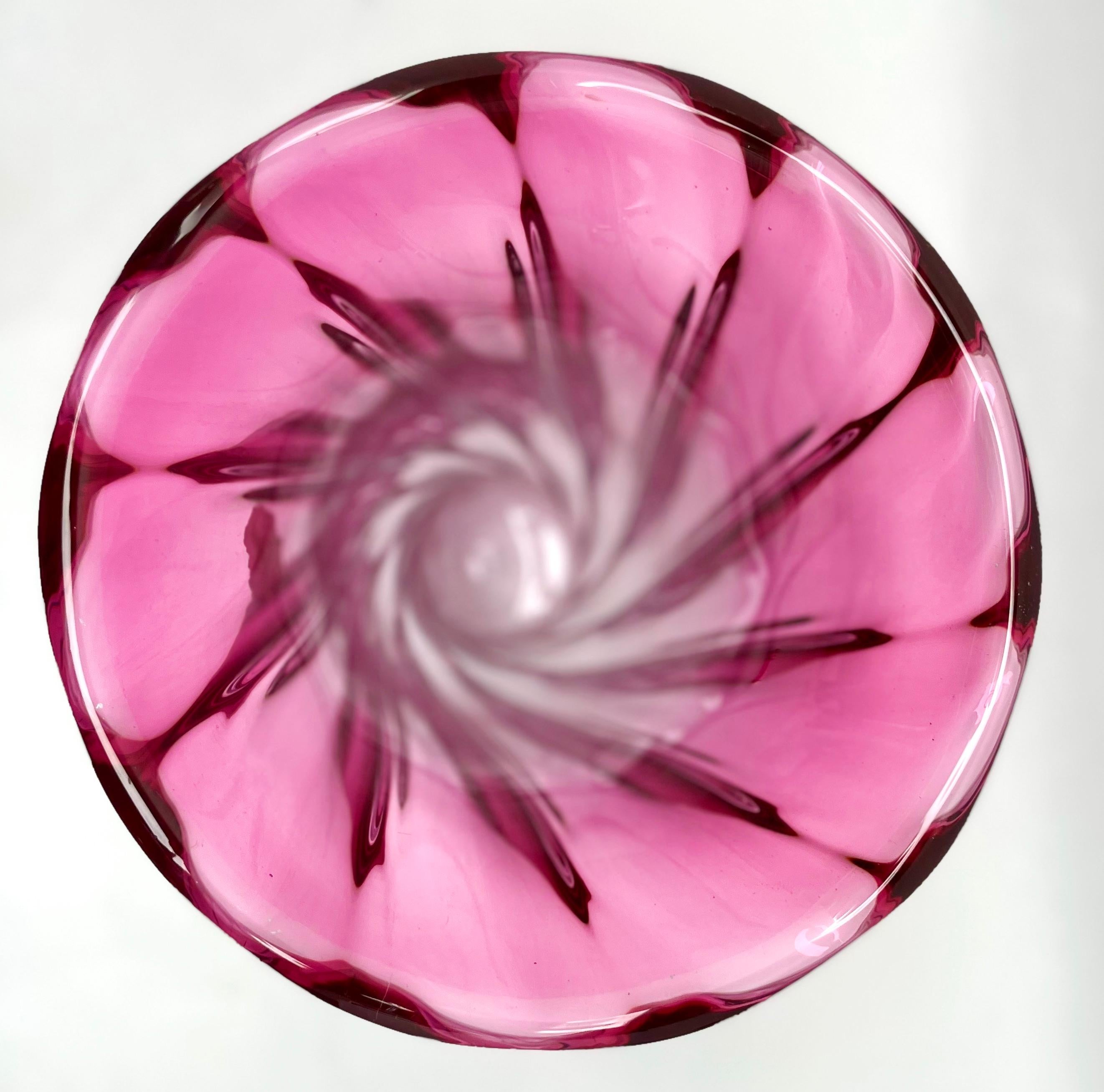 Val Saint Lambert, Signed Sculpted Crystal Vase with Amethyst Core ...