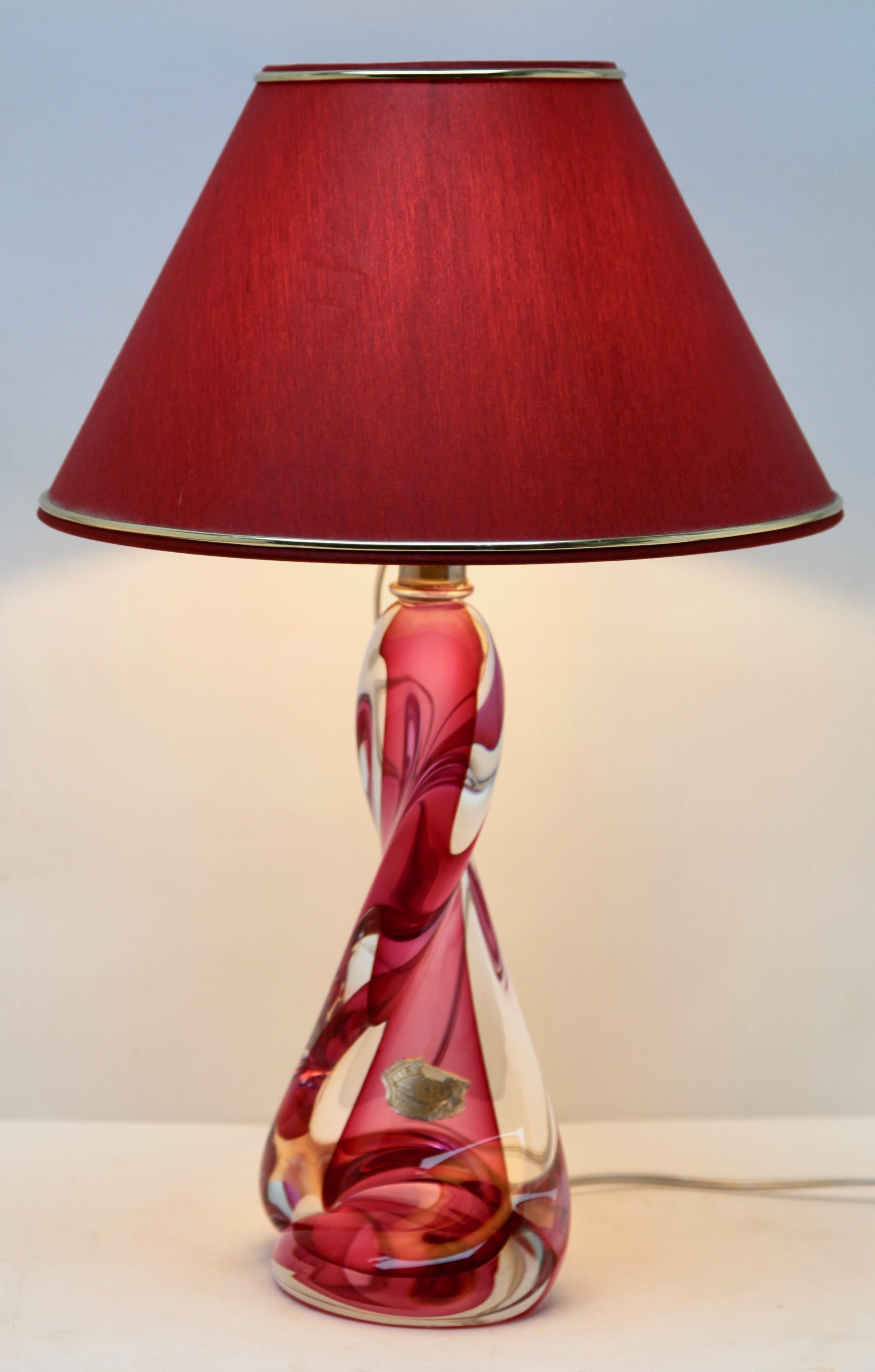 Val Saint Lambert Signed 'Twisted Light' Crystal Glass Table Lamp For ...