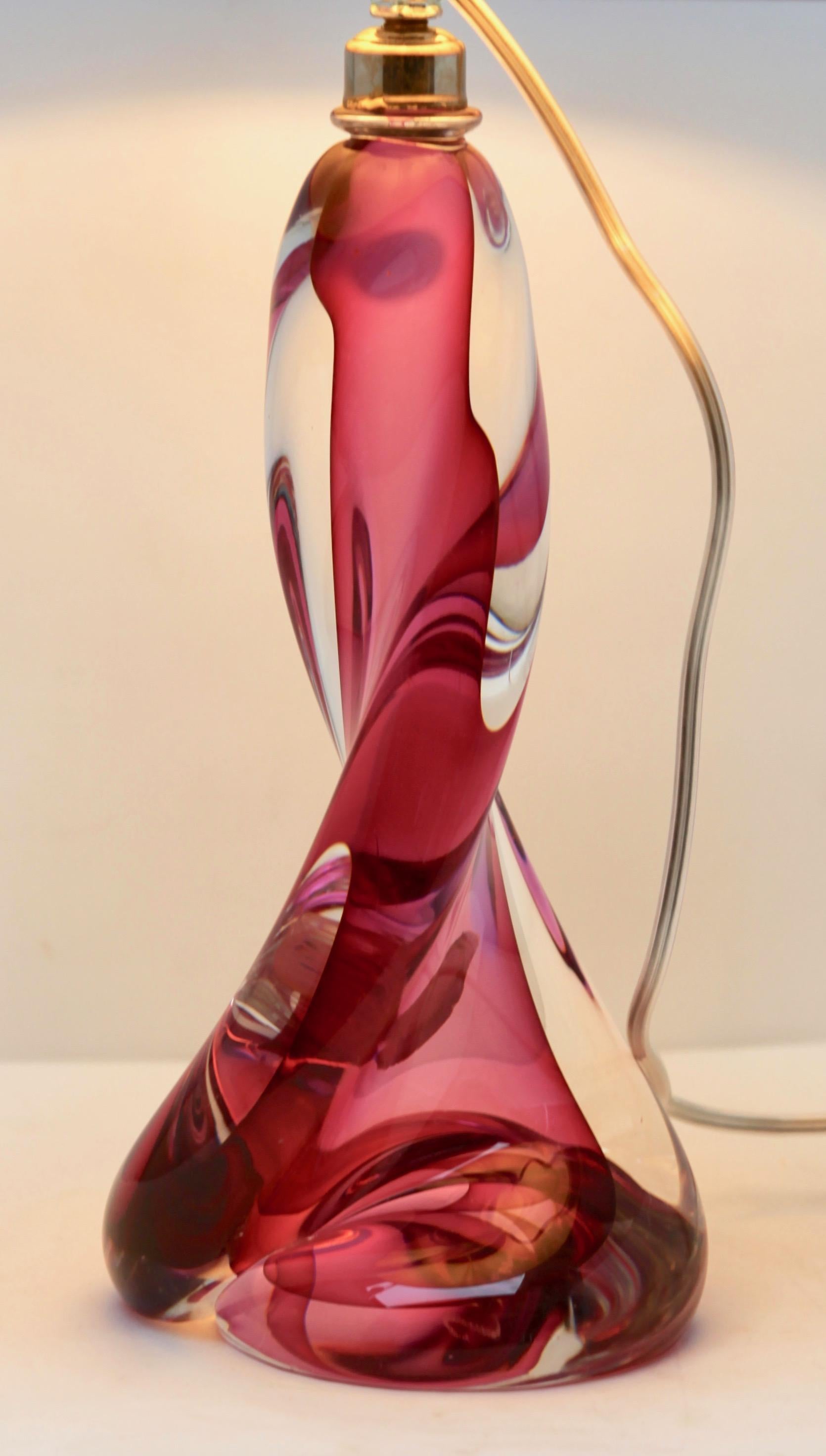 Val Saint Lambert Signed 'Twisted Light' Crystal Glass Table Lamp For ...