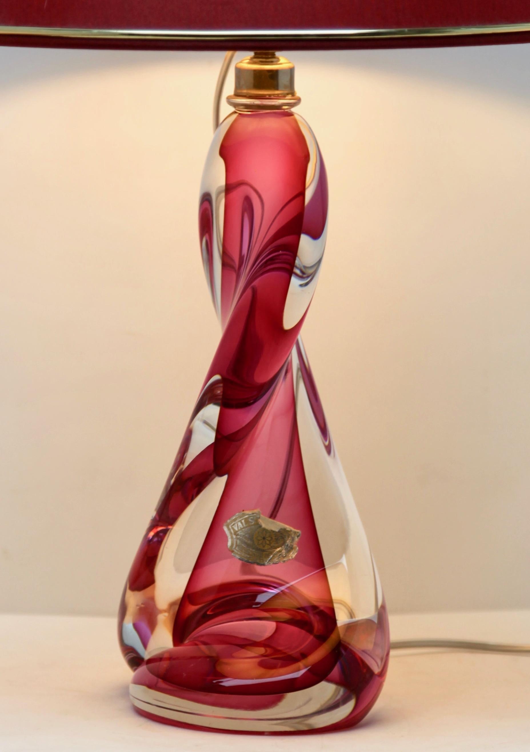 Val Saint Lambert Signed 'Twisted Light' Crystal Glass Table Lamp For ...