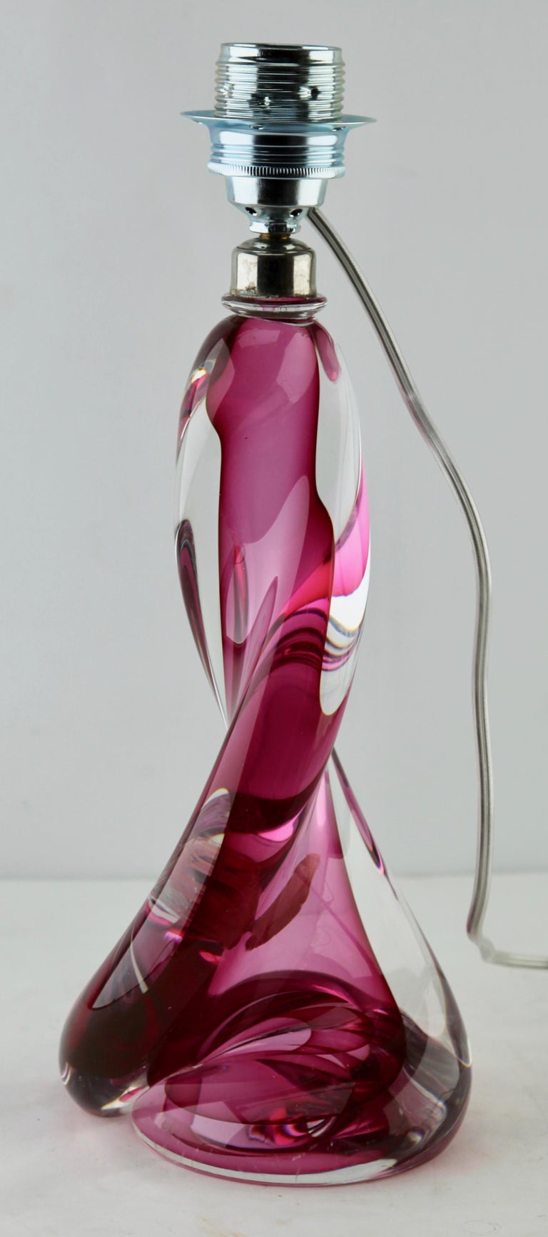 Val Saint Lambert Signed 'Twisted Light' Crystal Glass Table Lamp For ...