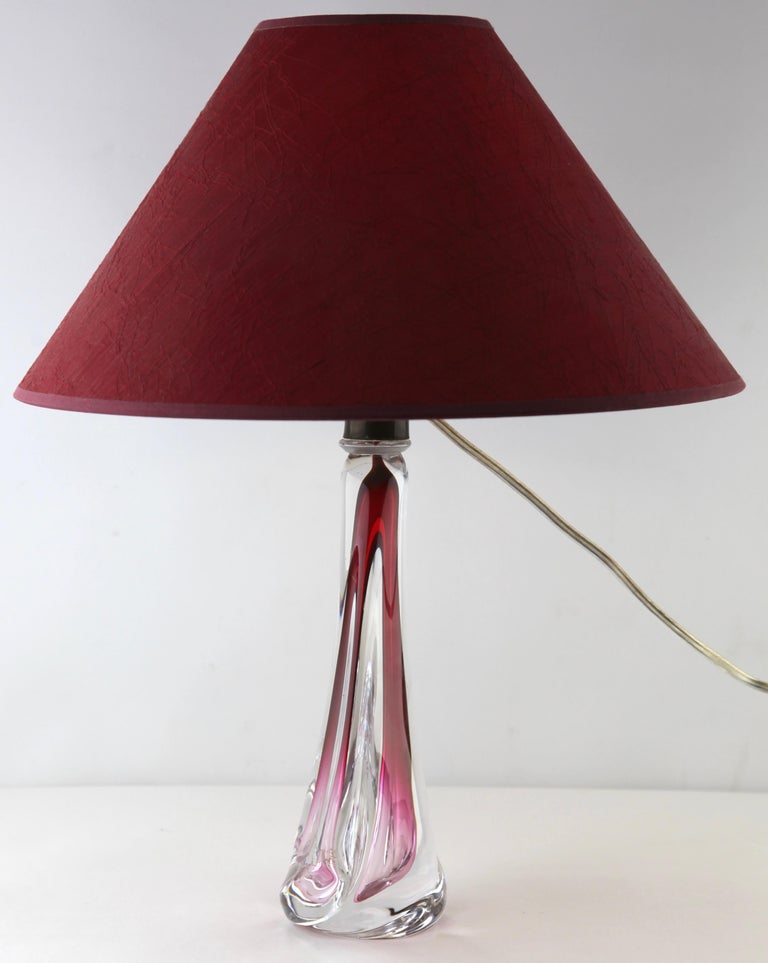 Val Saint Lambert, Table Lamp a Thick Sommerso 'Clear Crystal Casing ...