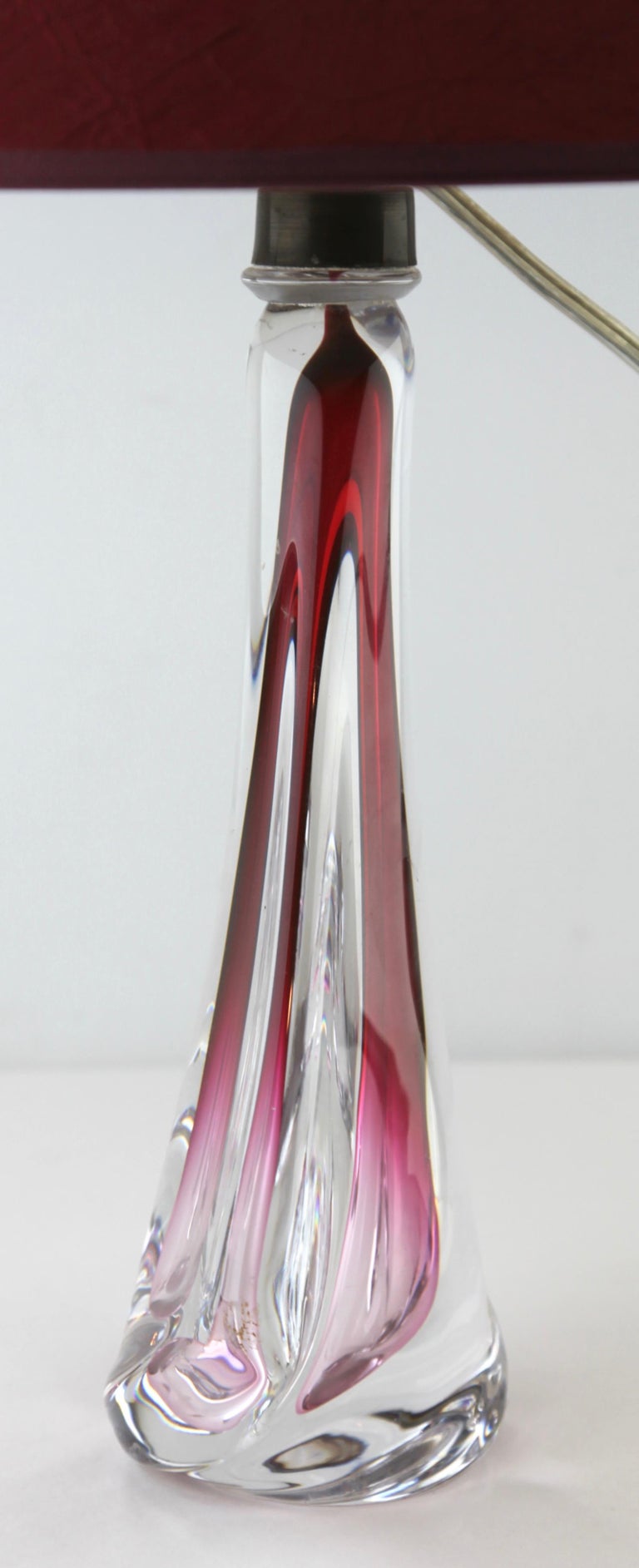 Val Saint Lambert, Table Lamp a Thick Sommerso 'Clear Crystal Casing ...