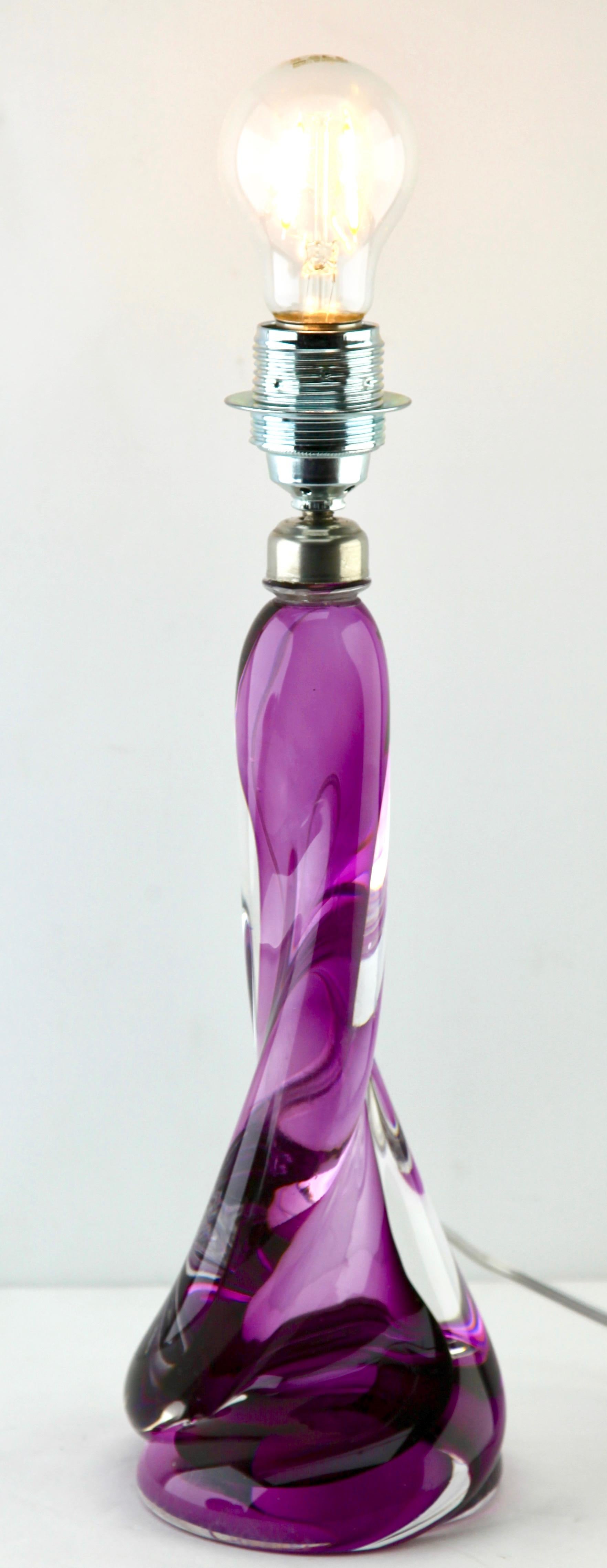 Val Saint Lambert 'Twisted Light' Crystal Glass Table Lamp For Sale at ...