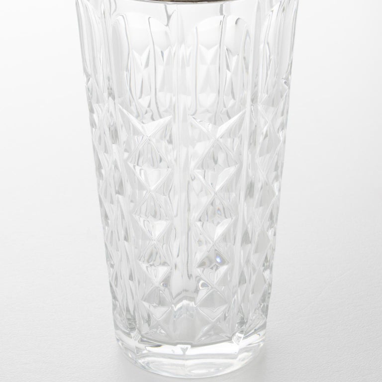 Val St Lambert Art Deco Silver Plate, Crystal Barware Cocktail Martini ...