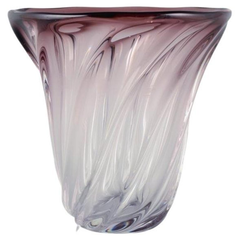 Val St. Lambert, Belgium Art Deco art glass vase in violet tones. 1930 ...