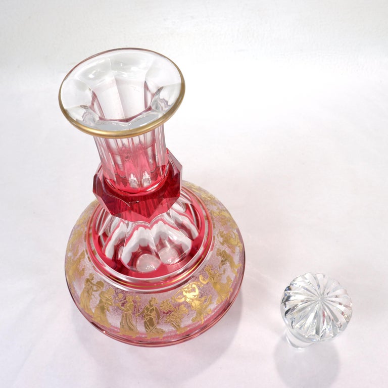 Val St. Lambert Cranberry Cut Glass 'Danse De Flore' Wine Decanter For ...