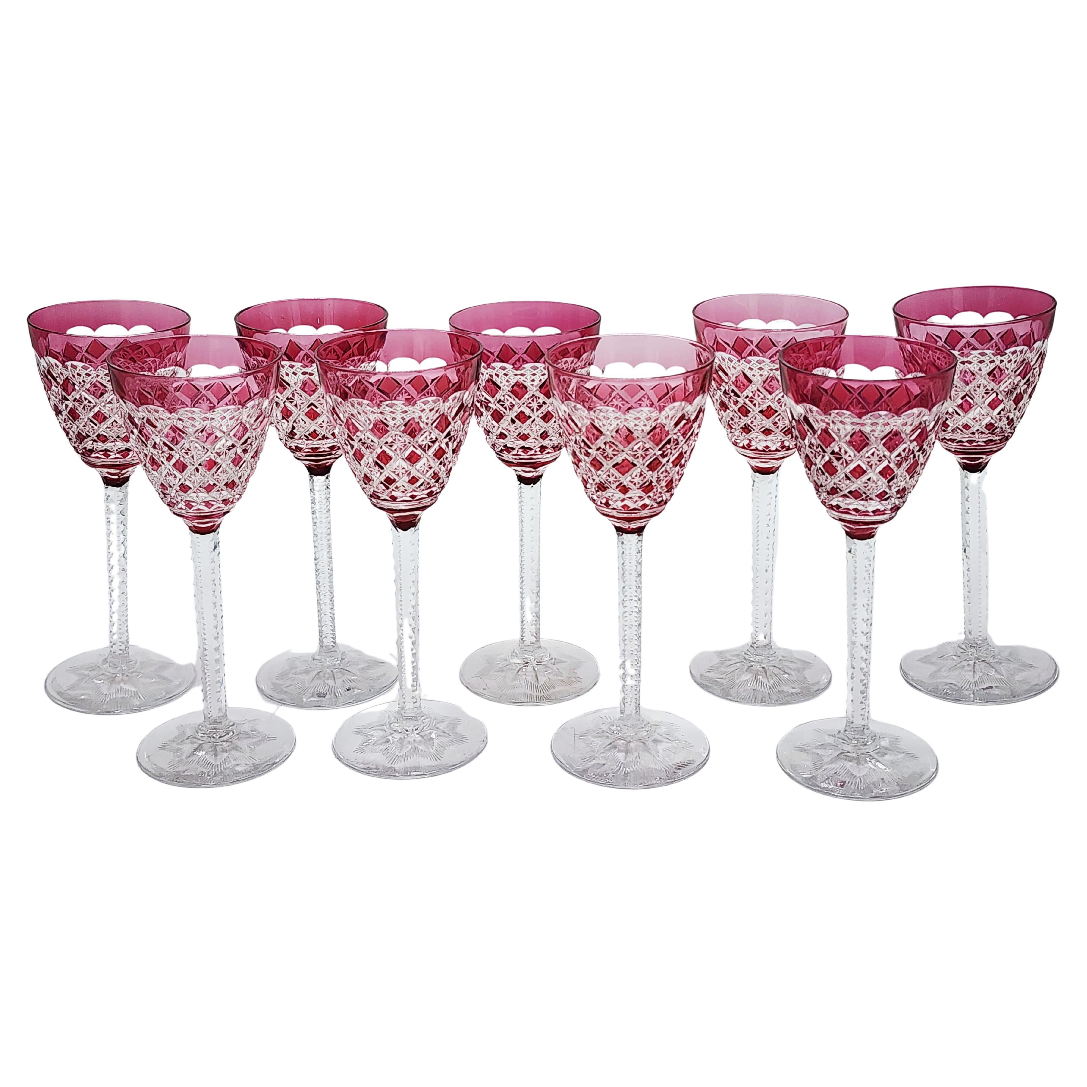 Val St. Lambert Crystal Goblet Set, 20th Century For Sale at 1stDibs