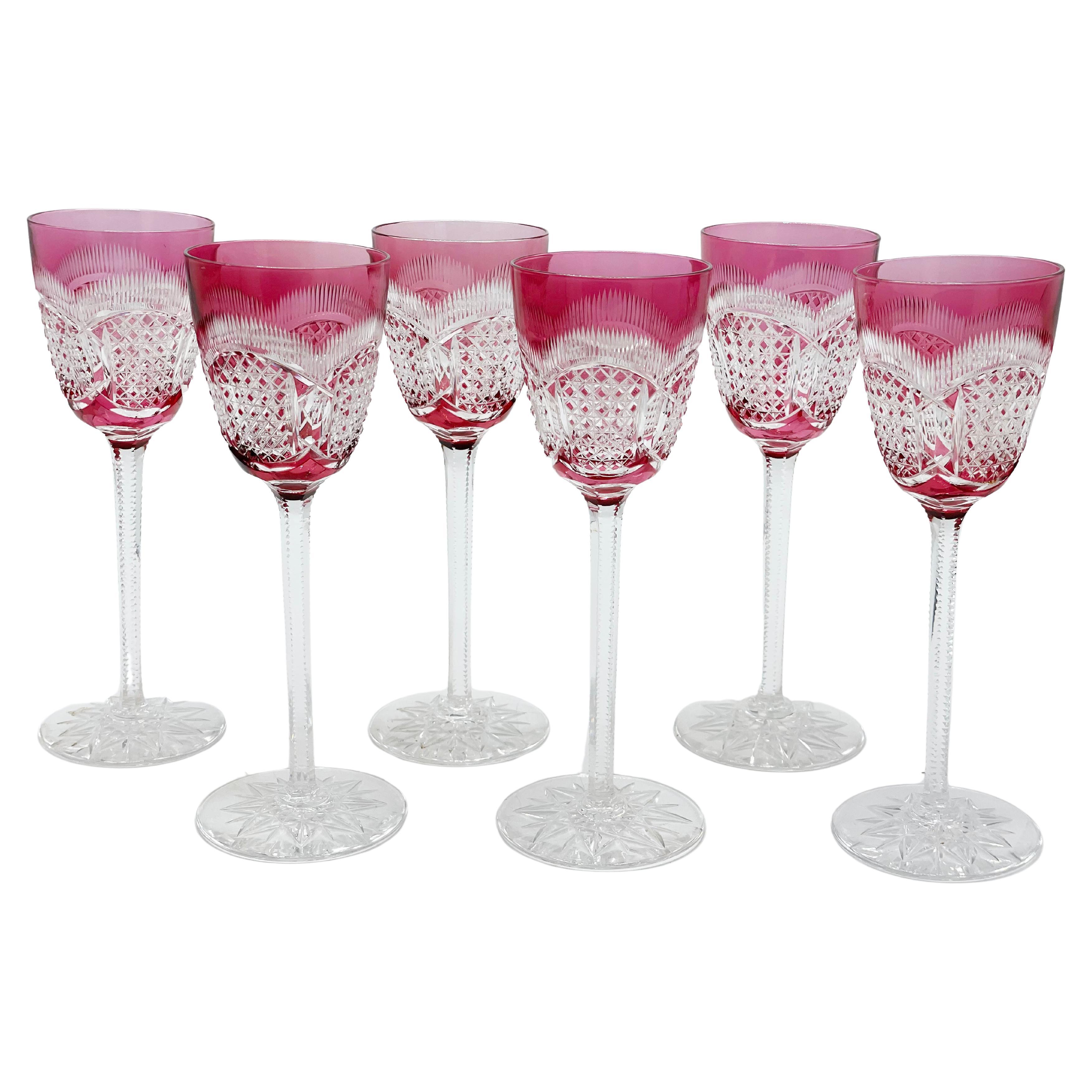 Val St Lambert Crystal Wine glasses, Roemer, Cut to Clear Crys, around ...