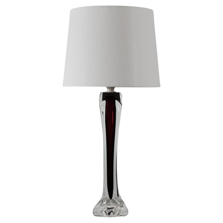 Paul Kedelv Slender Table Lamp of Aubergine + Clear Art Crystal ...