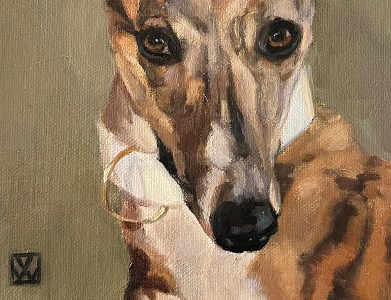 Valarie Wolf - A chic dog painting of a Whippet gazing at the viewer as ...