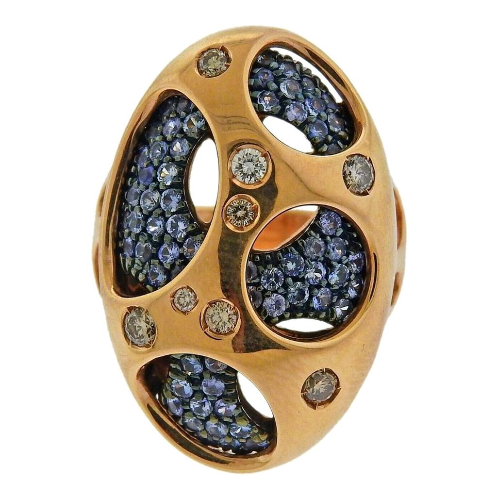 Spinelli Kilcollin Nova Rose Pave Diamond Gold Interlocked Ring Set at ...