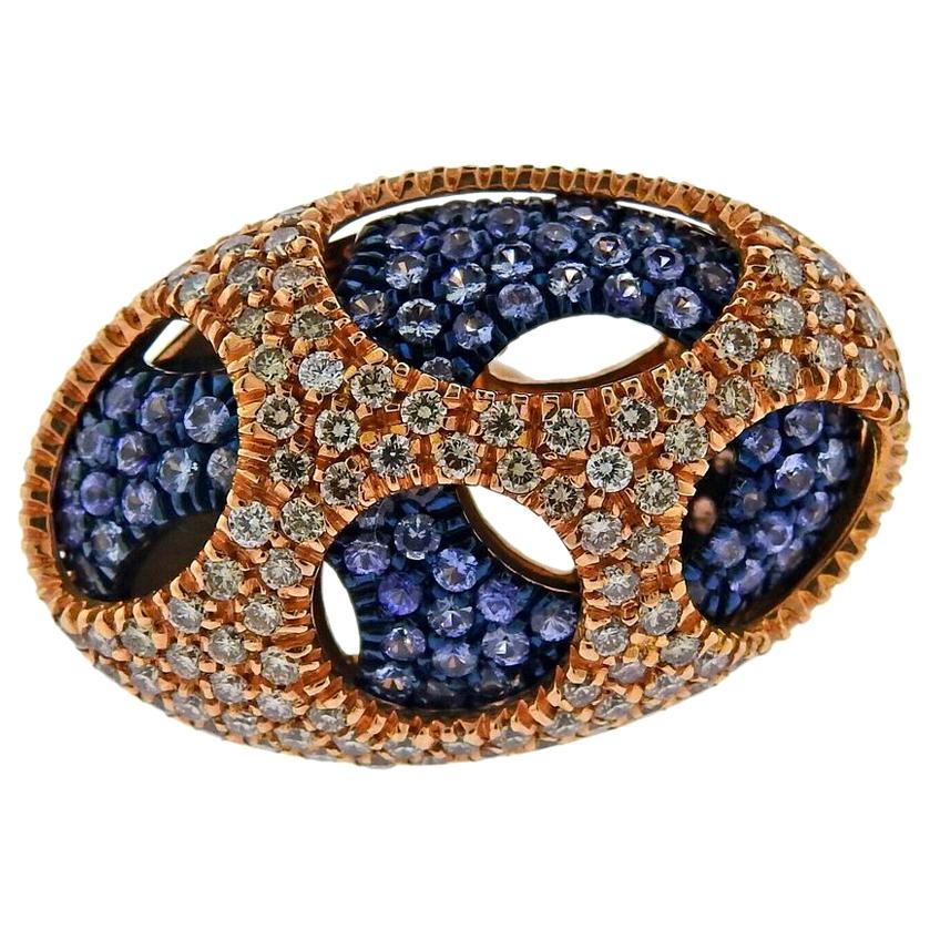 Spinelli Kilcollin Nova Rose Pave Diamond Gold Interlocked Ring Set at ...