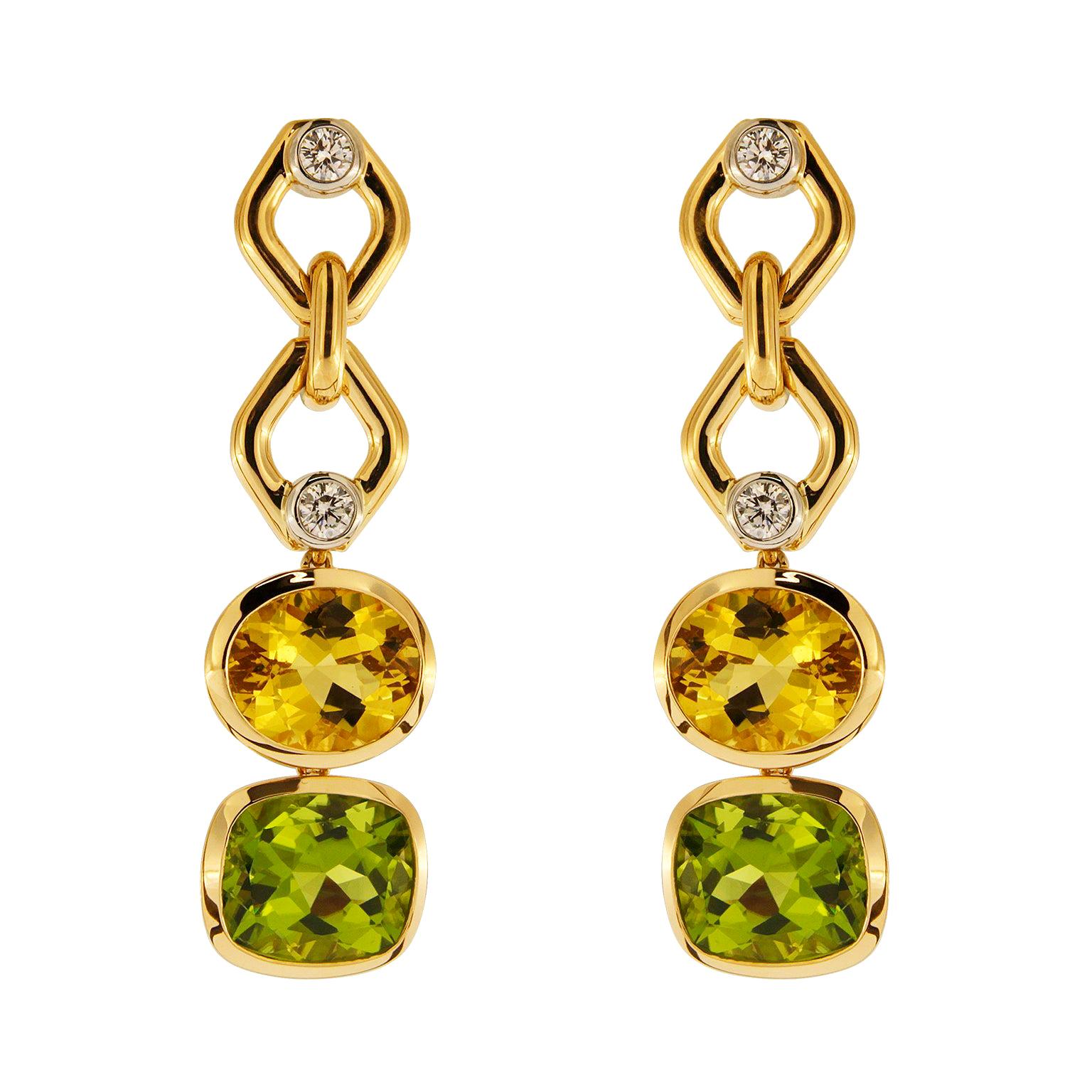 Beryl Diamond Gold Earrings For Sale at 1stdibs