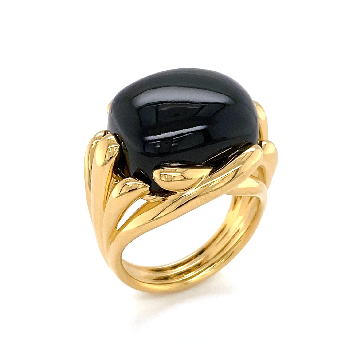 18 Karat Paul Robilotti Black Onyx Ring at 1stDibs