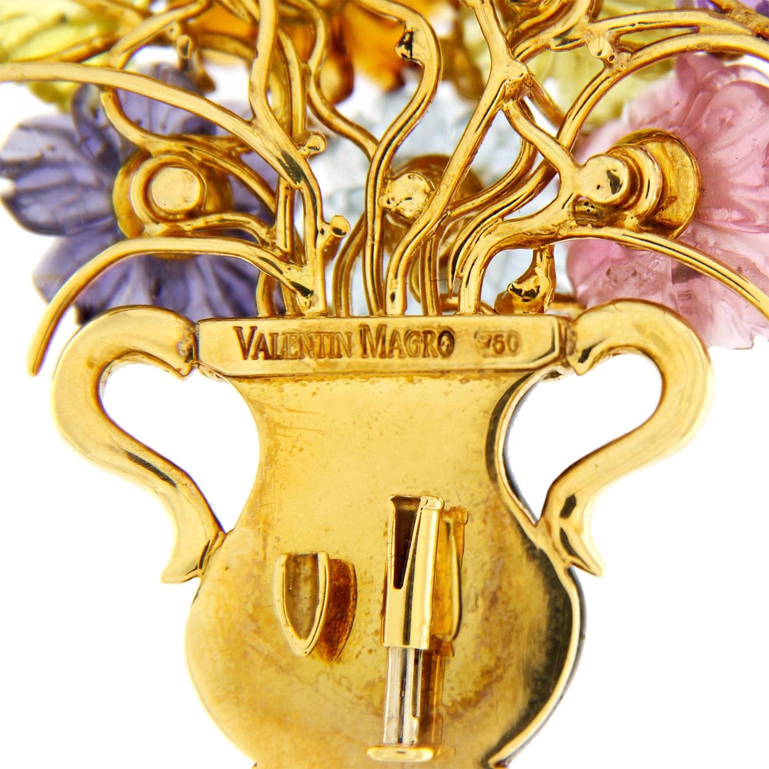 Citrine Flower Vase Brooch For Sale at 1stDibs