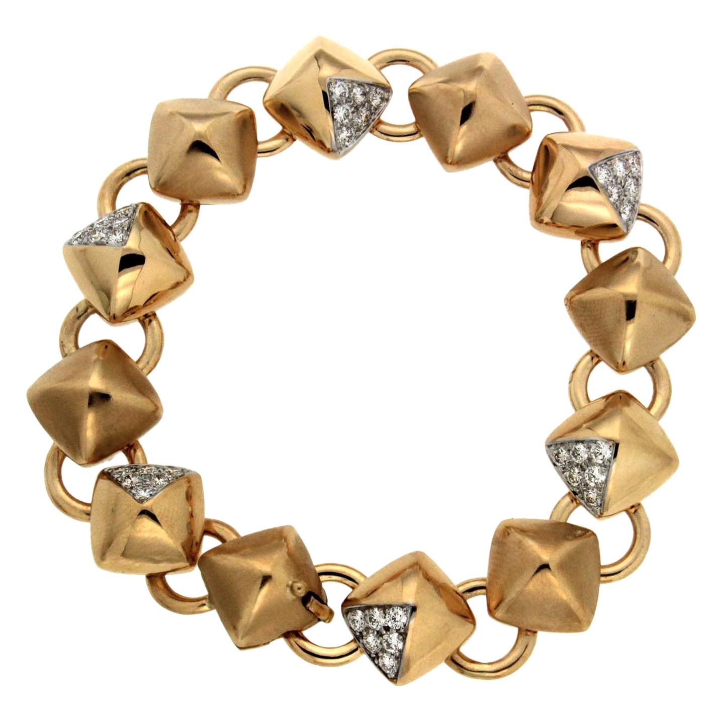 Multi-Color Stone Link Bracelet with Diamond at 1stDibs