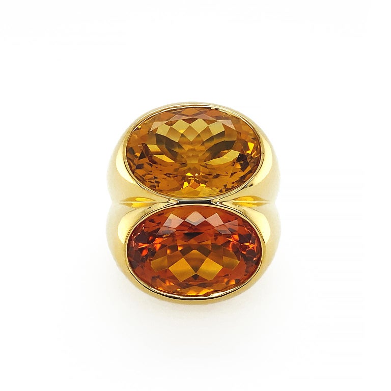 Dou Oval Citrine Ring For Sale at 1stDibs