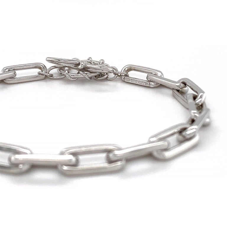 Faceted Link Bracelet in White Gold For Sale at 1stDibs