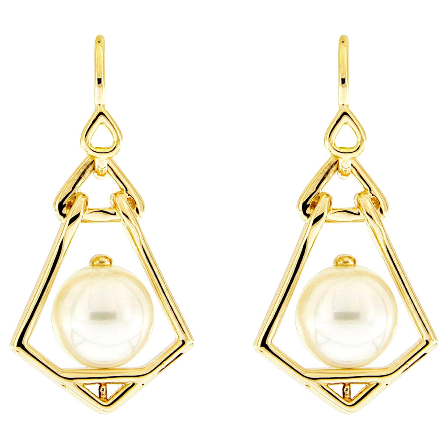 1970s Peter Small Pearl Gold Anticlastic Earrings at 1stDibs | 1970's ...