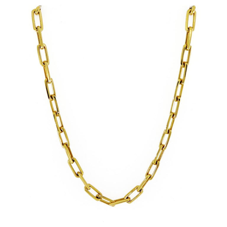 Gold Faceted Link Necklace For Sale at 1stDibs