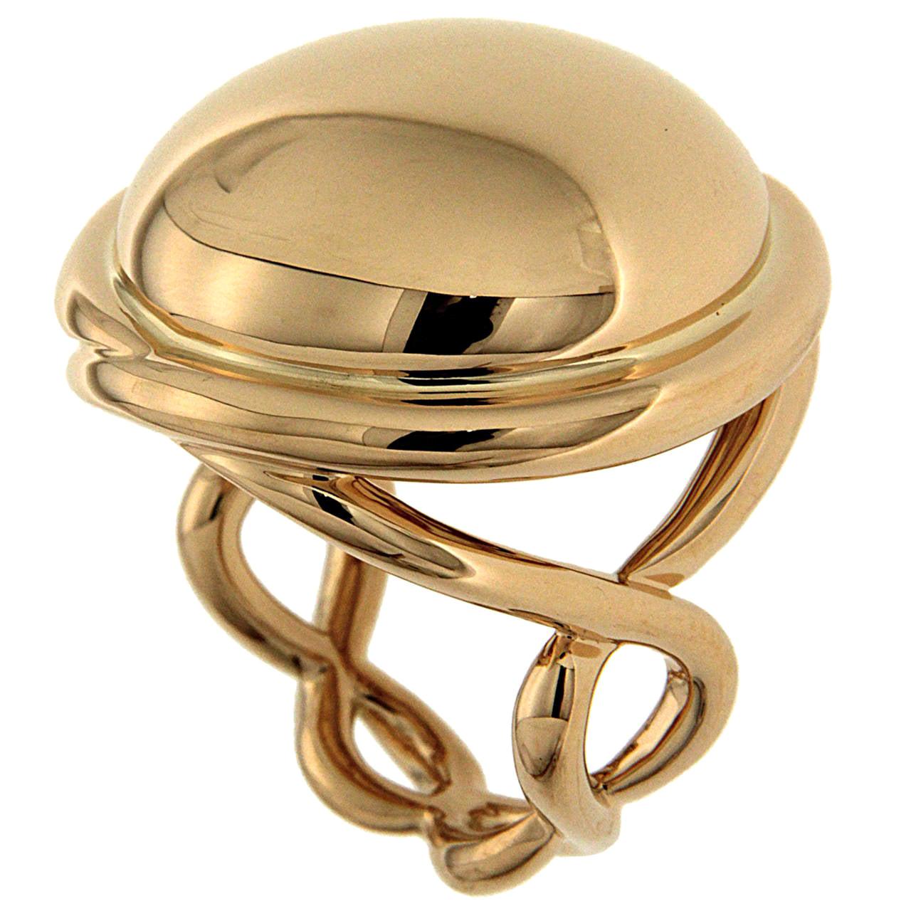 Cartier High Polish Large Yellow Gold Dome Ring For Sale at 1stDibs