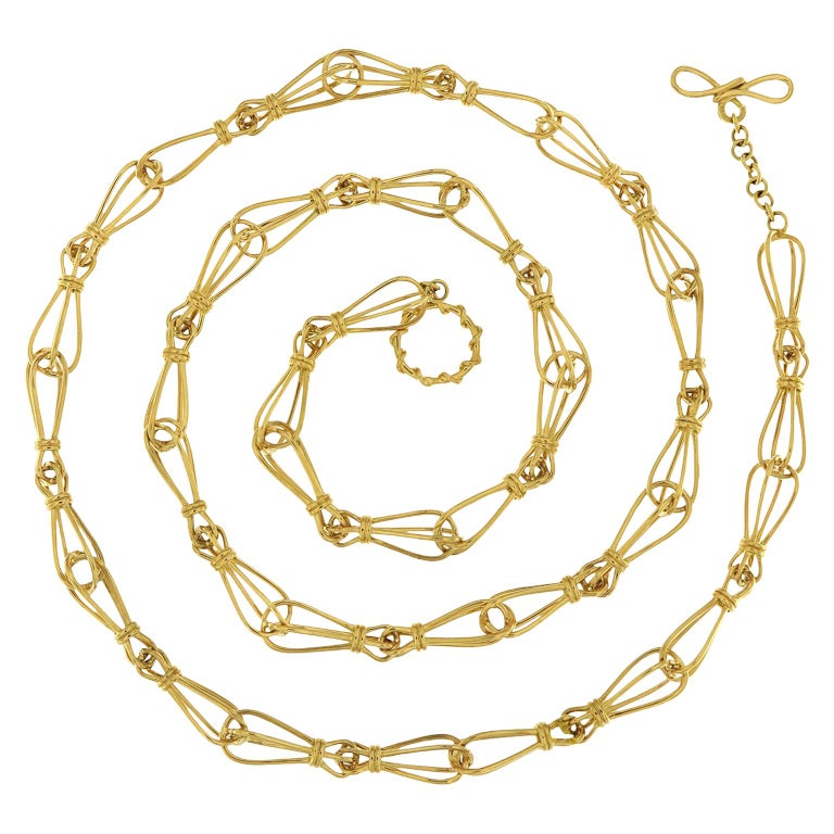 Valentin Magro Pear Shaped Gold Link Chain Necklace For Sale at 1stDibs