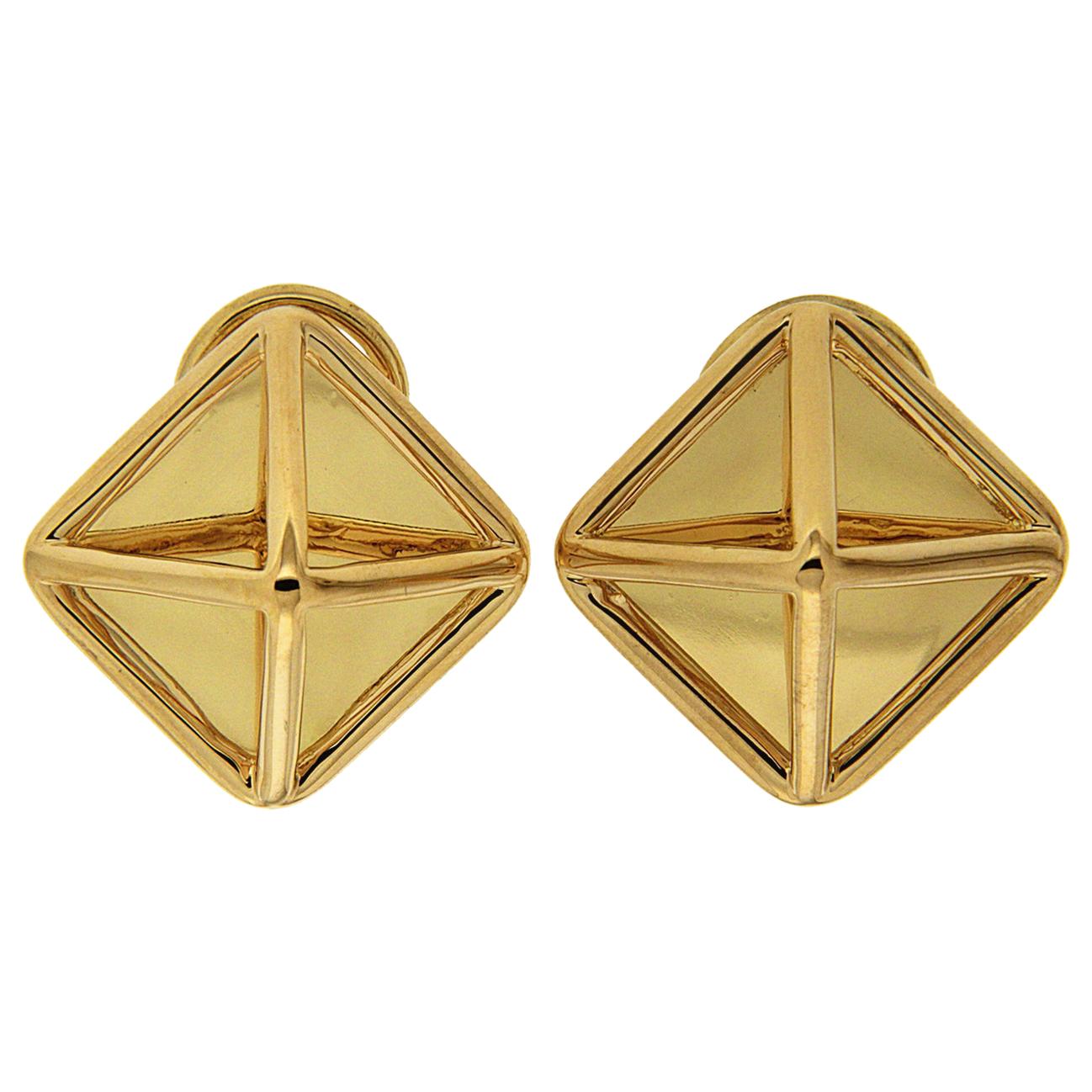 Valentin Magro Yellow Gold Extra Small Pyramid Earrings For Sale at 1stDibs