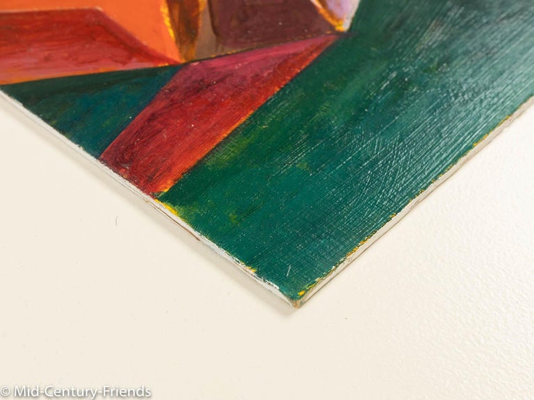 Valentin Rusin Cubist Portrait Oil on Plate Framed For Sale at 1stDibs