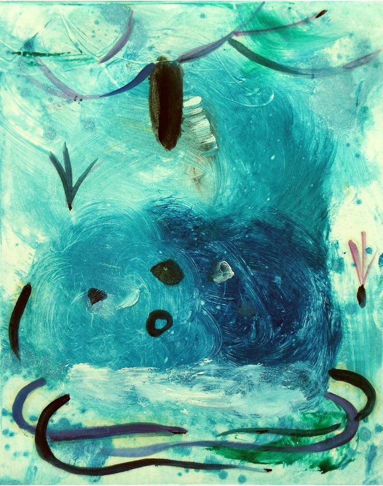 Valentina DuBasky - "Blue Stag 4", flowing lines in blue tones For Sale ...