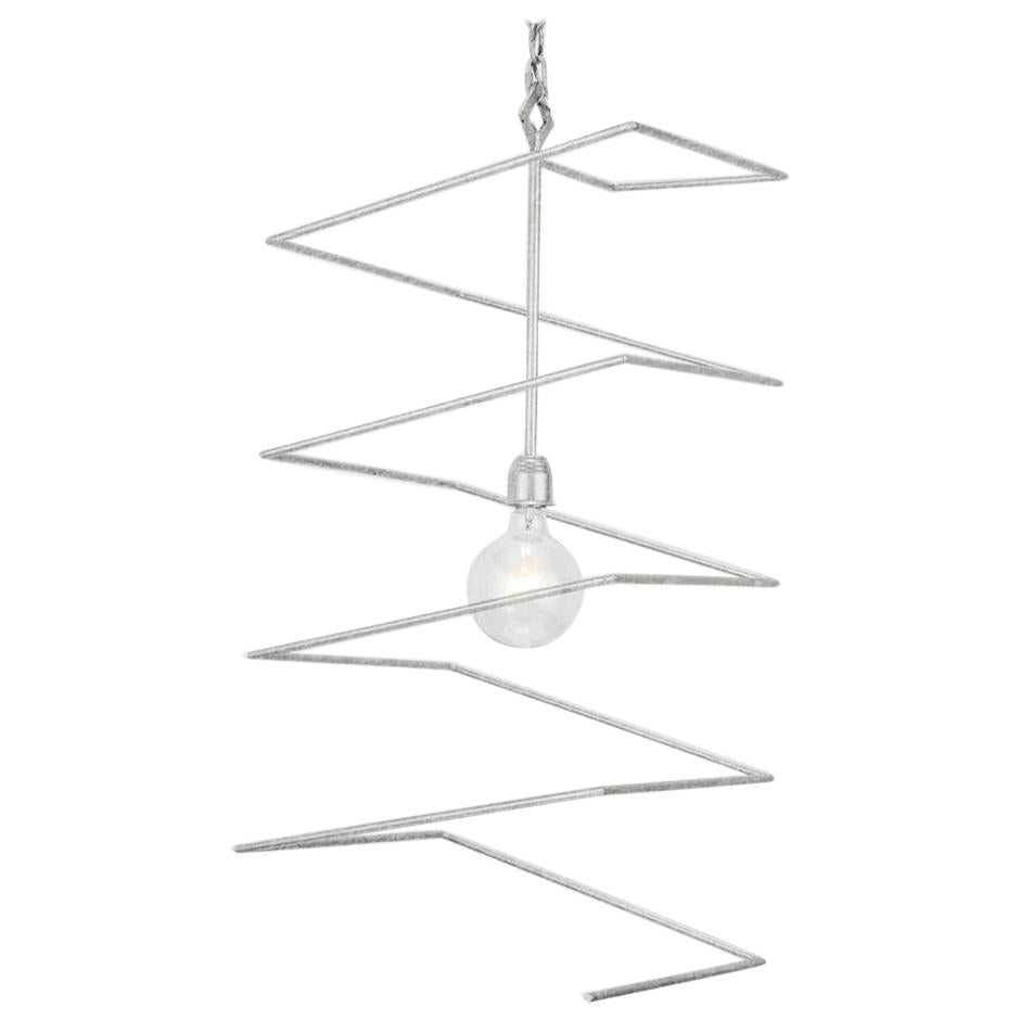 VALENTINA - Modern Silver Leafed Zig-Zag Pendant For Sale at 1stDibs